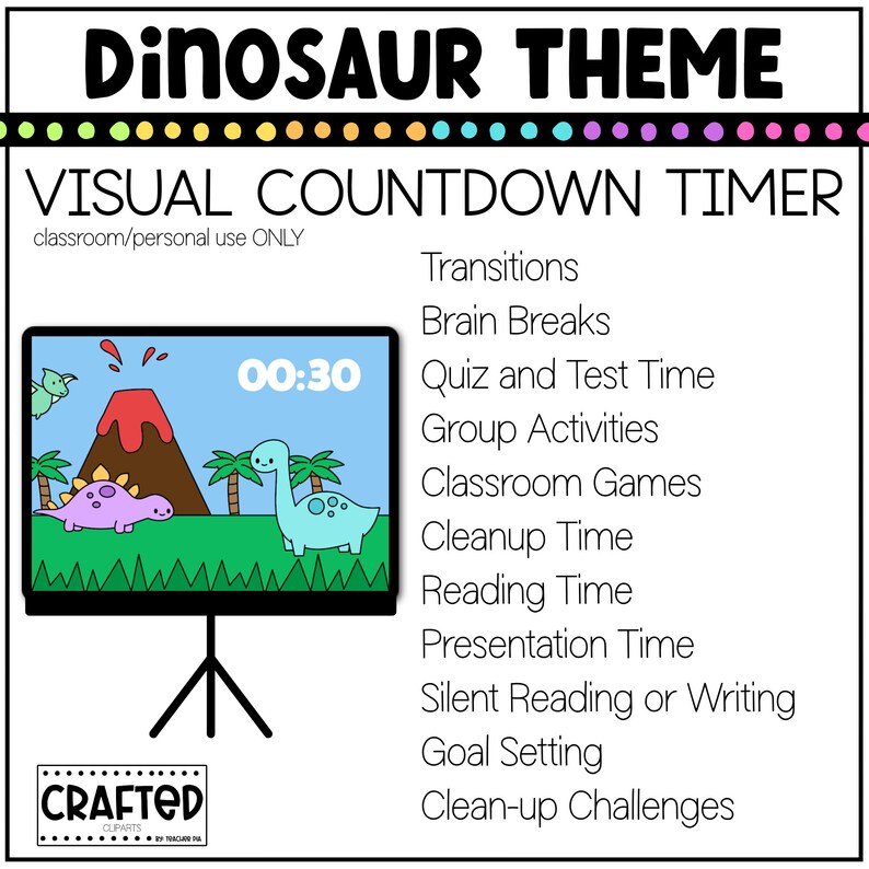 Dinosaur Visual Timer Countdown Classroom Management Tool Transition ...