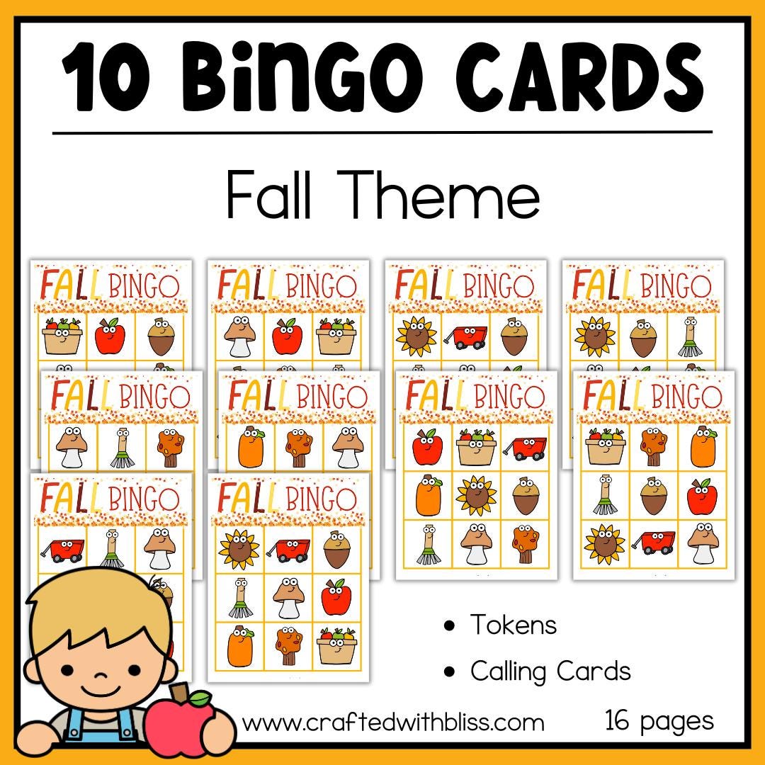 Fall Bingo for Classroom Game Preschool Kindergarten (10 Cards) - Etsy