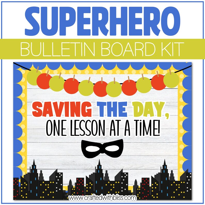 Superhero Theme Bulletin Board Kit Door Classroom Decor Bulletin Back ...