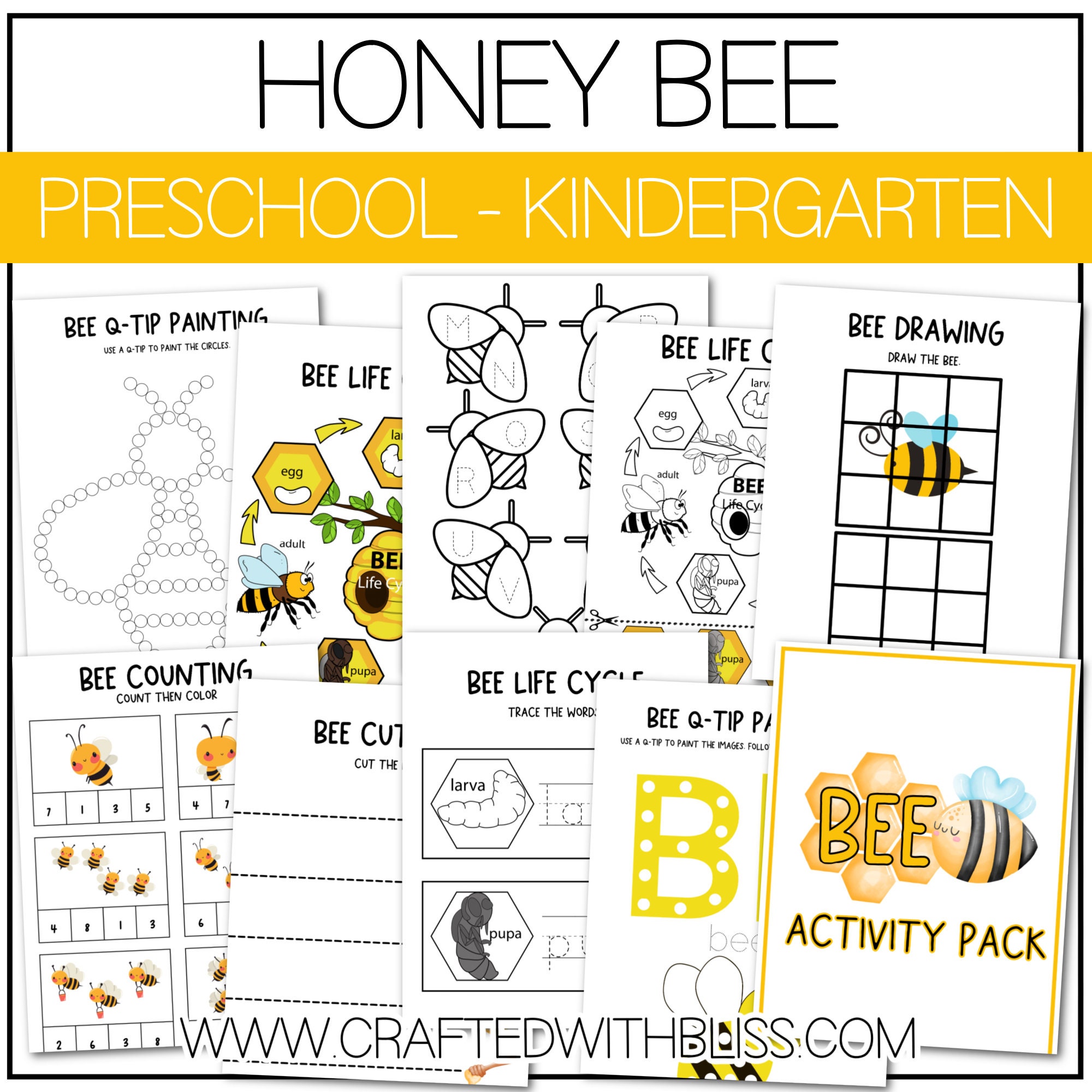 Bee Activity Pack, Bee Printable for Pre-k, Science Preschool ...
