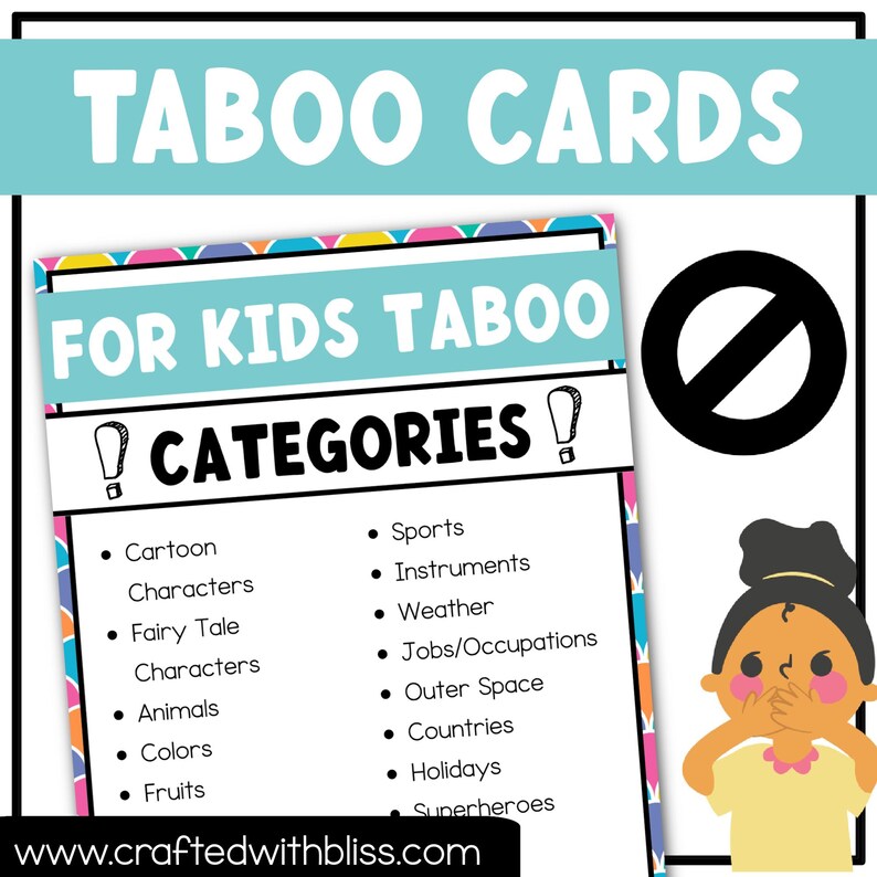 For Kids Taboo Party Game 150 Card Fun Friday Ice Breaker Brain Break ...