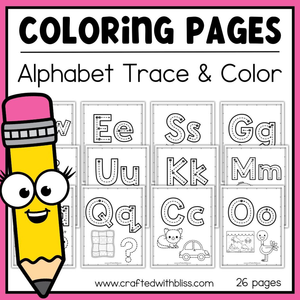 26 Pages Alphabet Tracing Mats, Alphabet Coloring Book Activities - A ...
