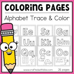 26 Pages Alphabet Tracing Mats, Alphabet Coloring Book Activities - A ...