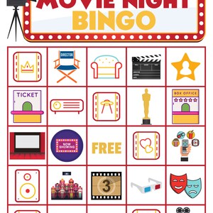 Movie Night Madness Bingo Pack -perfect for Themed Parties, Sleepovers ...