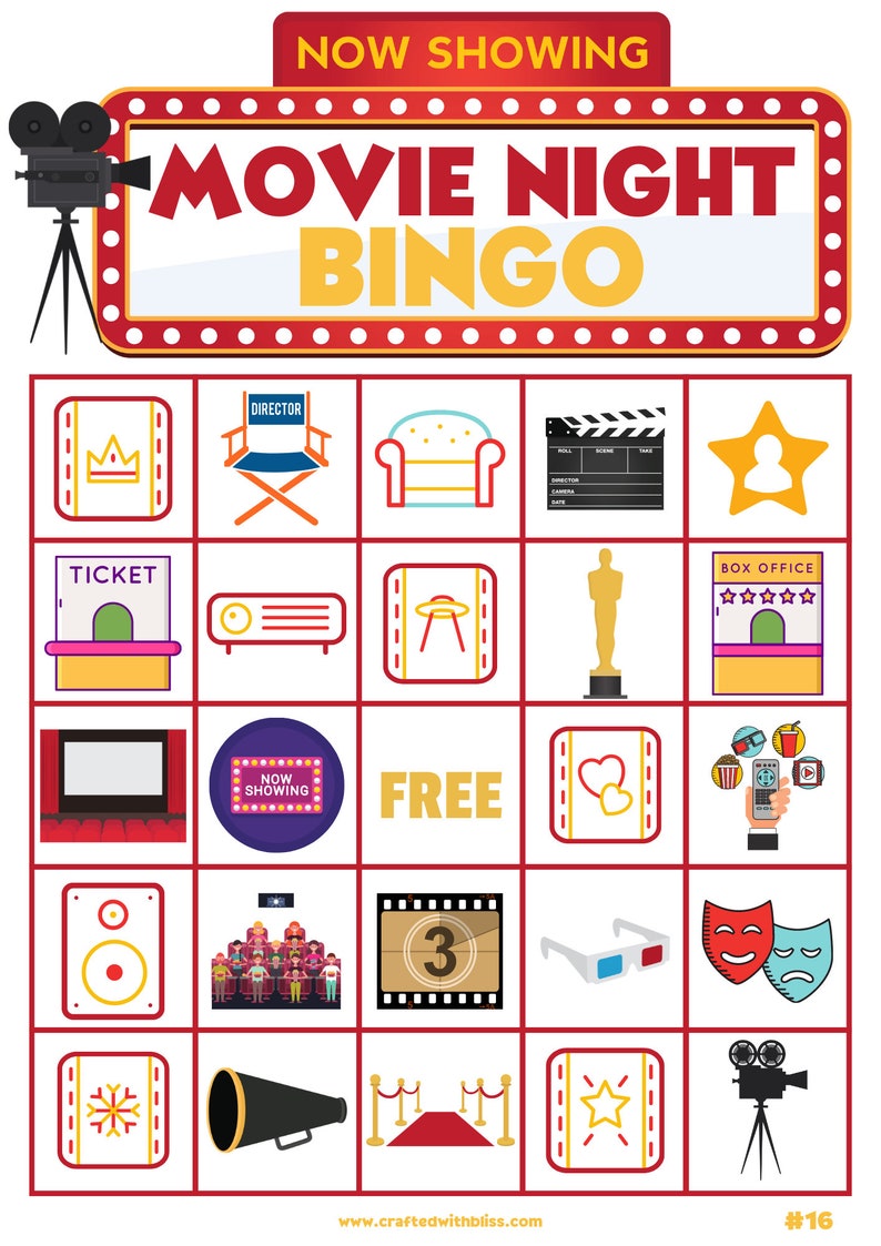 Movie Night Madness Bingo Pack -perfect for Themed Parties, Sleepovers ...