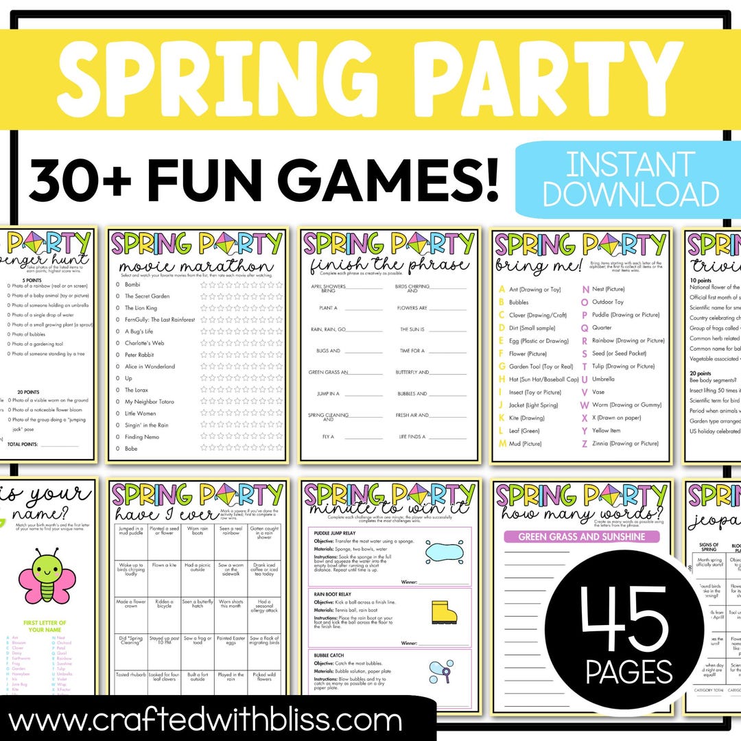 Printable Spring Party Games for All Bundle 30+ Games - Etsy UK