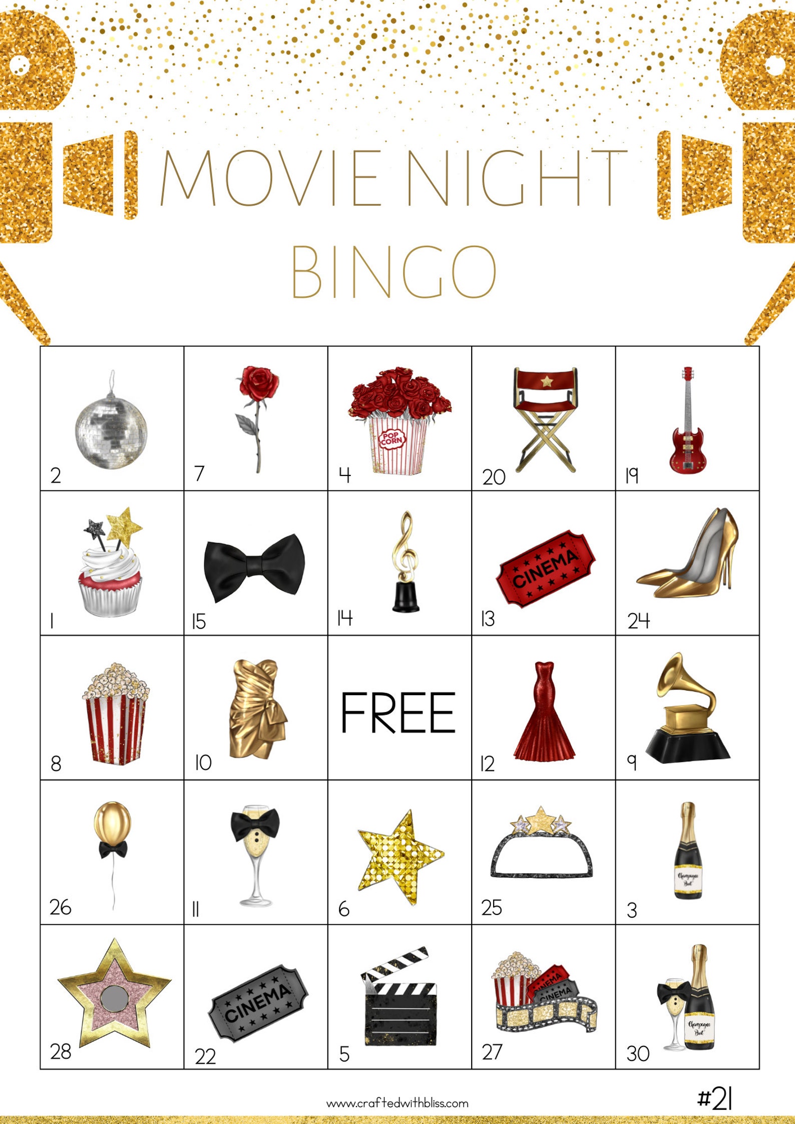 50 Movie Night Bingo Cards 5x5 Movie Night Theme Movie - Etsy