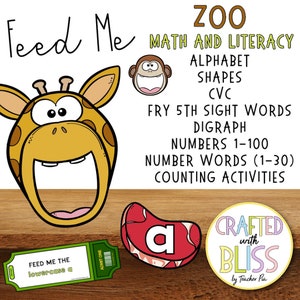 Feed the Zoo Animals Zoo Theme Feed the Animals Literacy Center Math ...