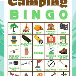 30 Camping Bingo Birthday Party Camping Classroom Bingo Game - Etsy