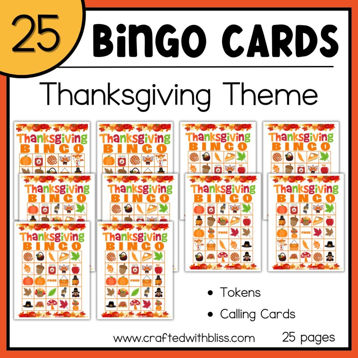 Thanksgiving Party BINGO Game (25 Cards) - Etsy