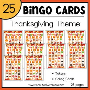 Thanksgiving Party BINGO Game (25 Cards) - Etsy