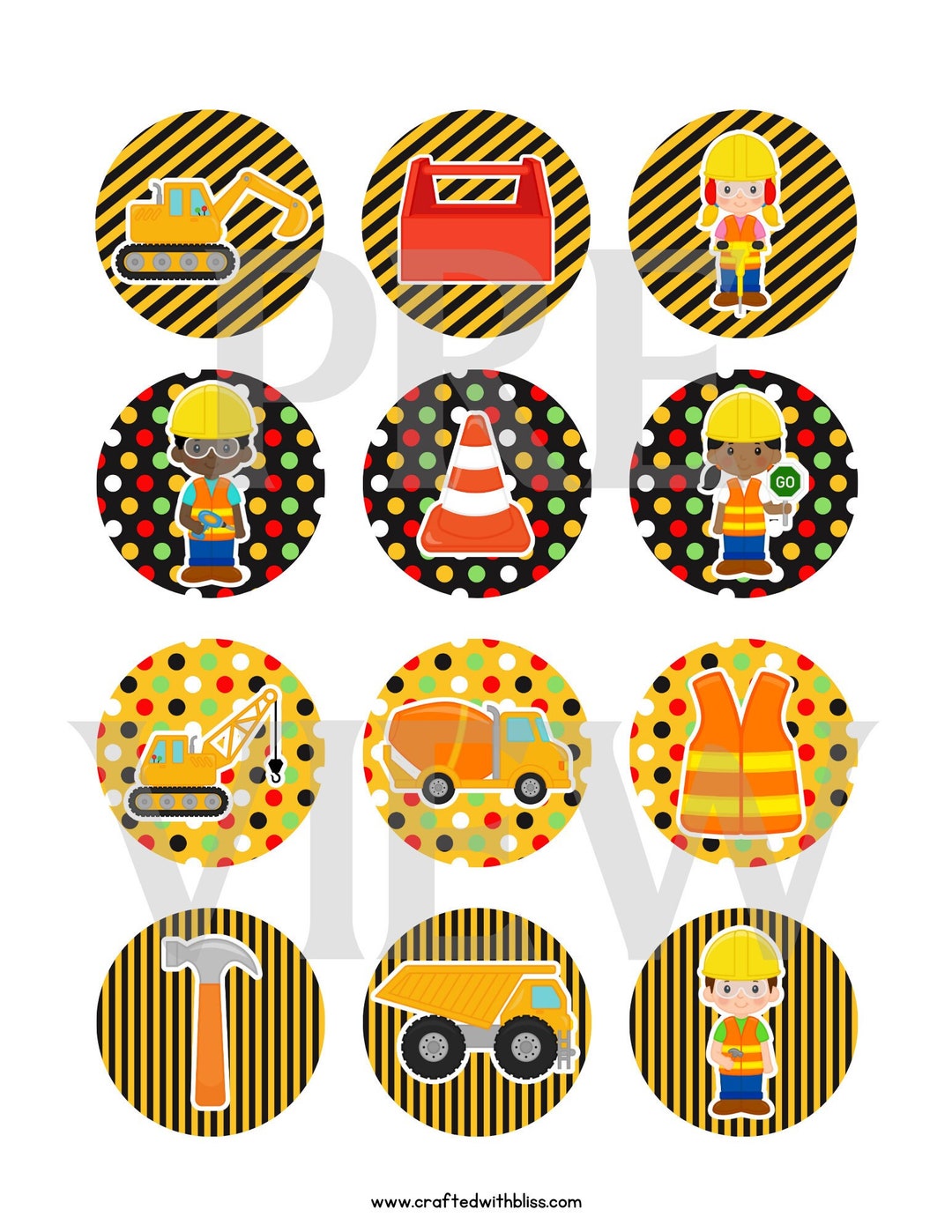 Cupcake Toppers for Construction Theme Birthday Party - Etsy