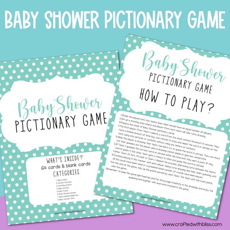 The Ultimate Baby Shower Pictionary Game 64 Cards Ice Breaker Games ...