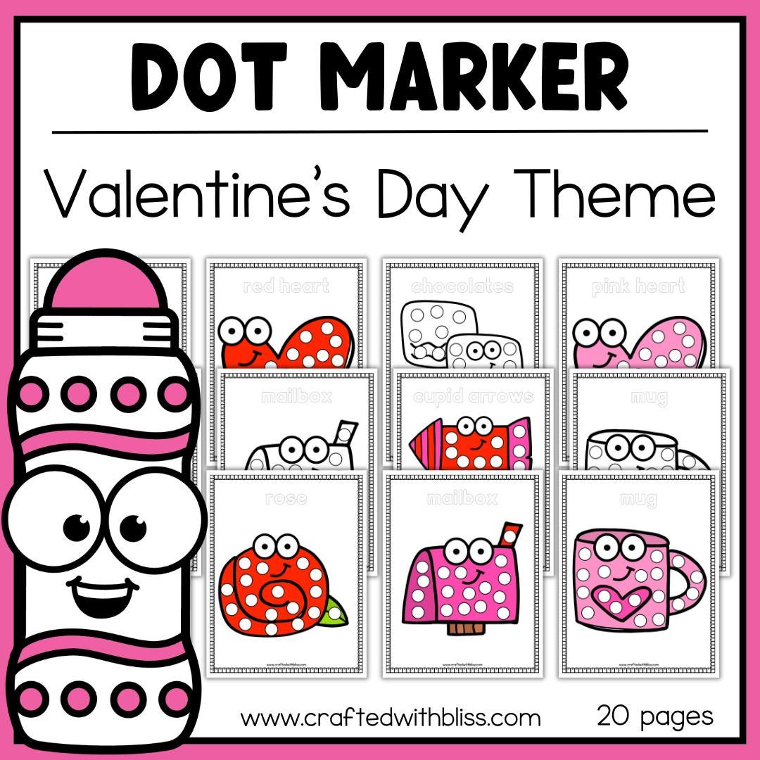 Valentine's Day Do-a-dot Marker Printable - Etsy