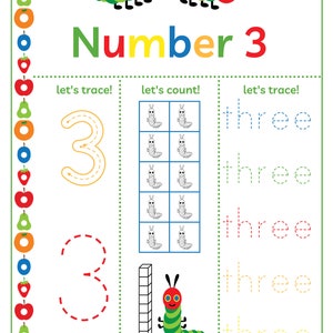 The Very Hungry Caterpillar Number Review Printable1-20 The | Etsy