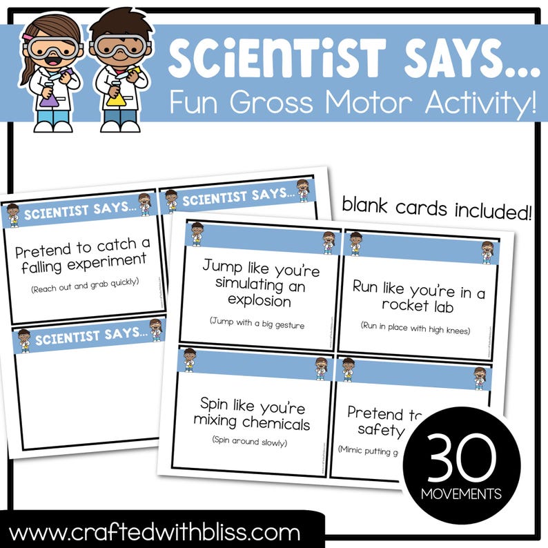 Scientist Says | Science Movement Cards Ice Breaker Gross Motor Game - Etsy