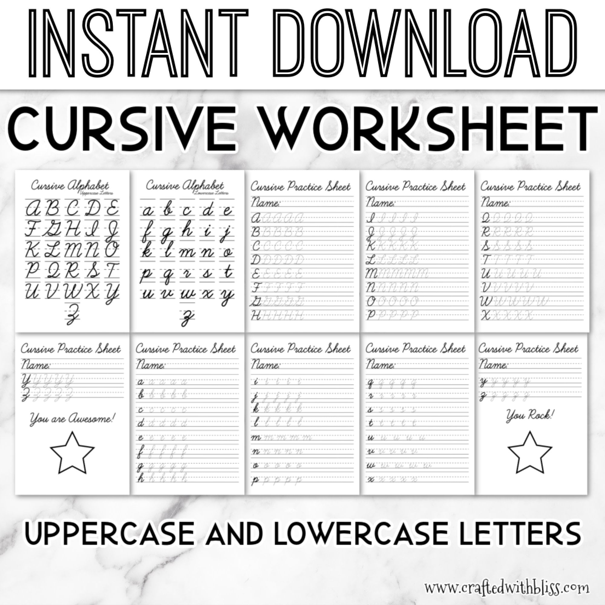 Cursive Tracing Practice Worksheet - Etsy