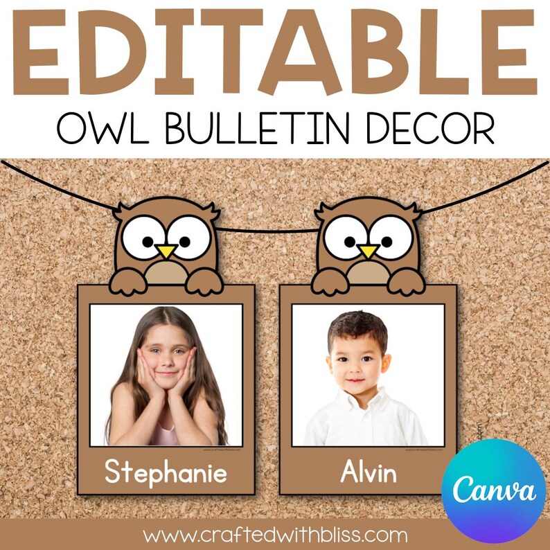 Editable Owl Photo Bulletin Decor Canva Template Fall Decor Back to ...