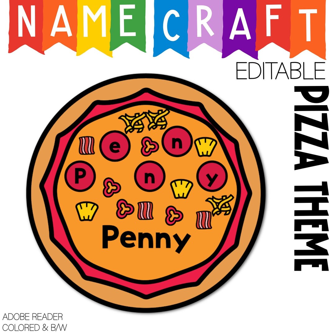 Editable Pizza Name Craft Classroom Bulletin Board Decor Pizza Theme ...