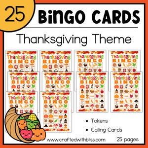 Thanksgiving Party BINGO Game (25 Cards) - Etsy