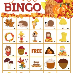 30 Fall Bingo Cards - Etsy