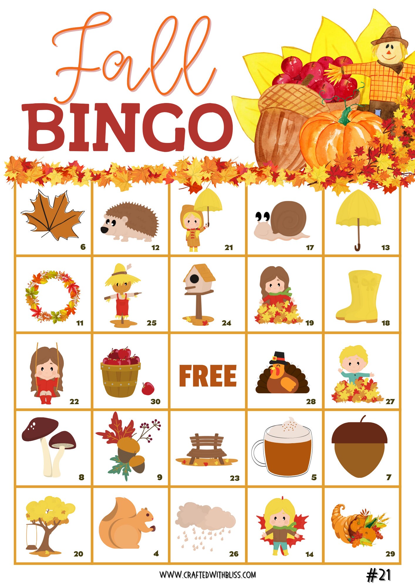 30 Fall Bingo Cards - Etsy