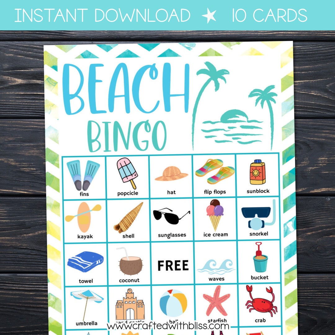 Beach Bingo for Kids, Beach Bingo Birthday Party, Beach Bingo Game ...
