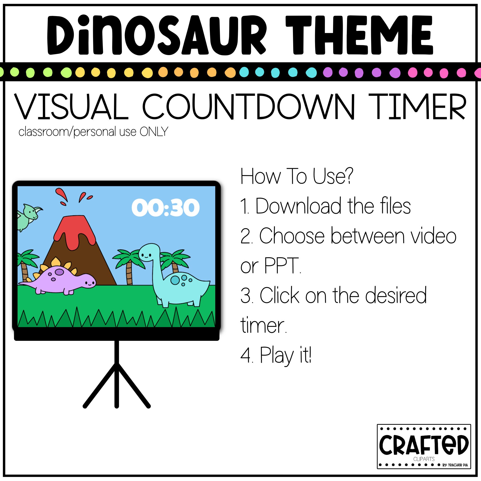 Dinosaur Visual Timer Countdown Classroom Management Tool Transition ...