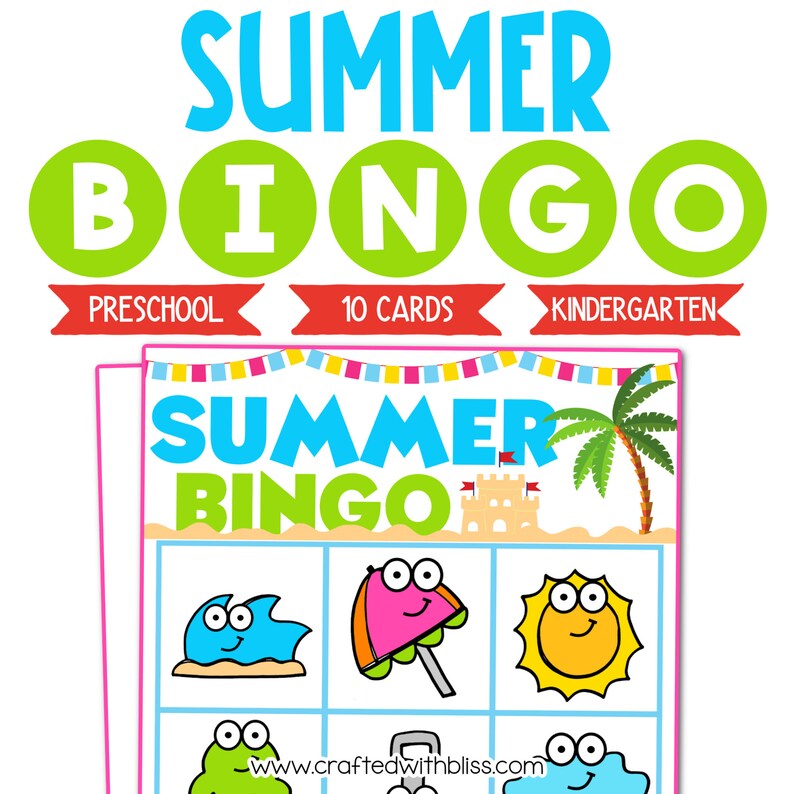 Summer Bingo for Classroom Game Preschool Kindergarten (10 Cards) - Etsy