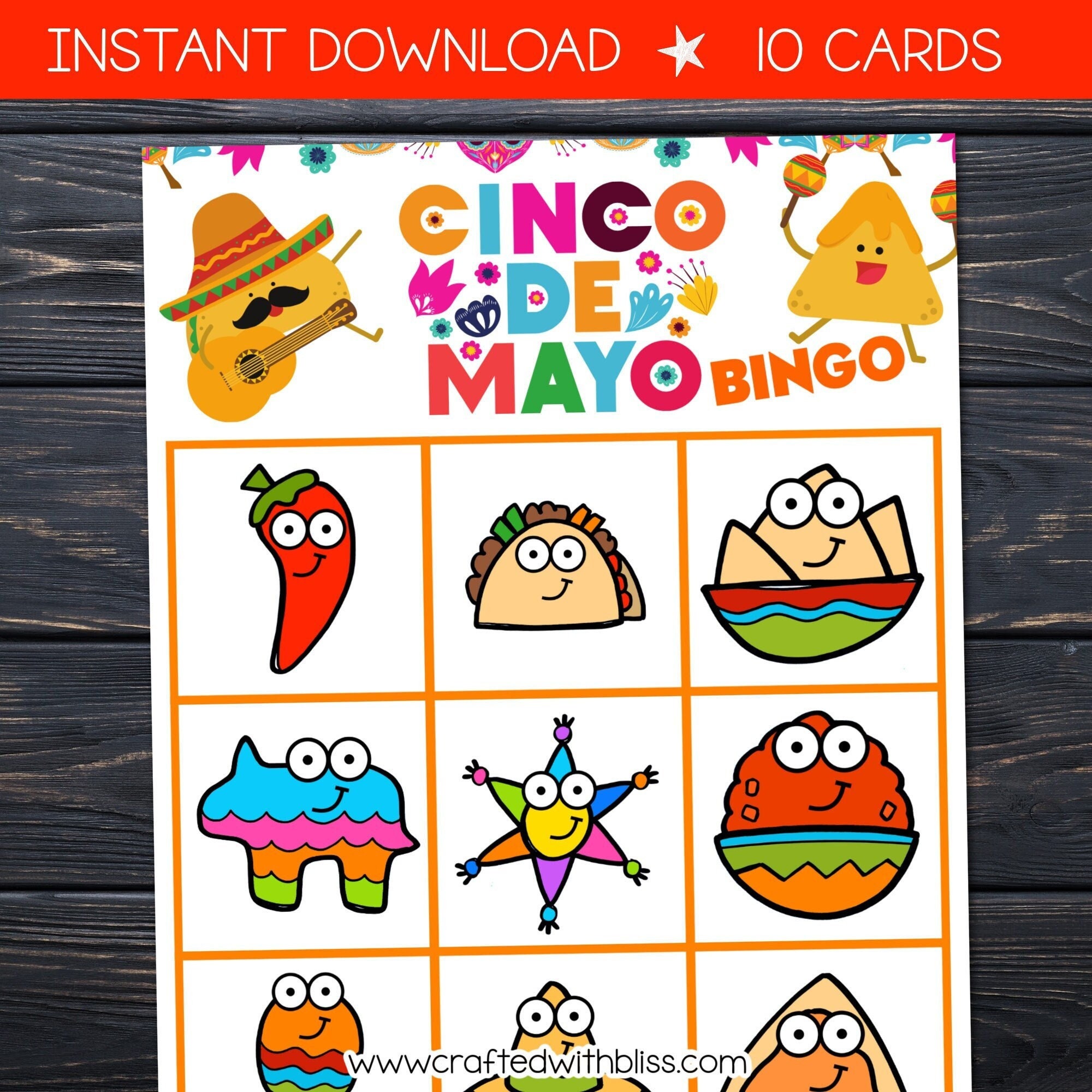 Cinco De Mayo Bingo for Classroom Game Preschool Kindergarten (10 Cards ...