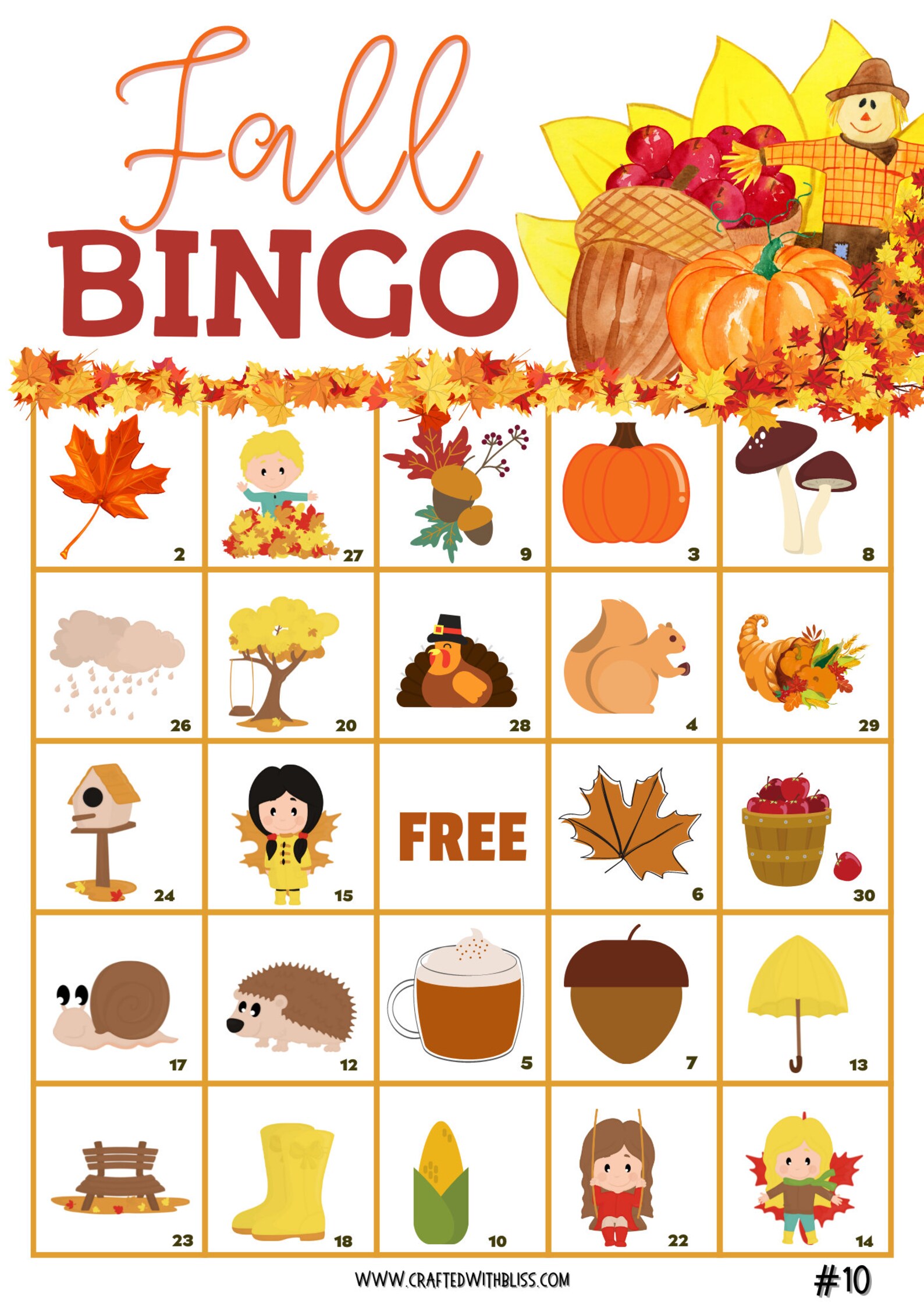 30 Fall Bingo Cards - Etsy