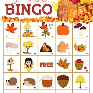 30 Fall Bingo Cards - Etsy