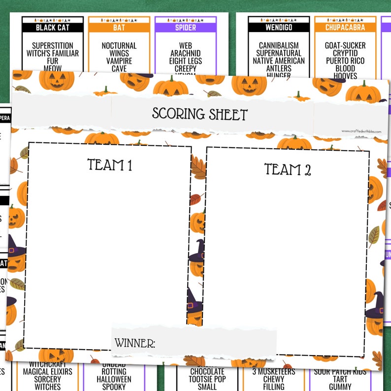Halloween Taboo Game Cards Printable Family Halloween Game - Etsy