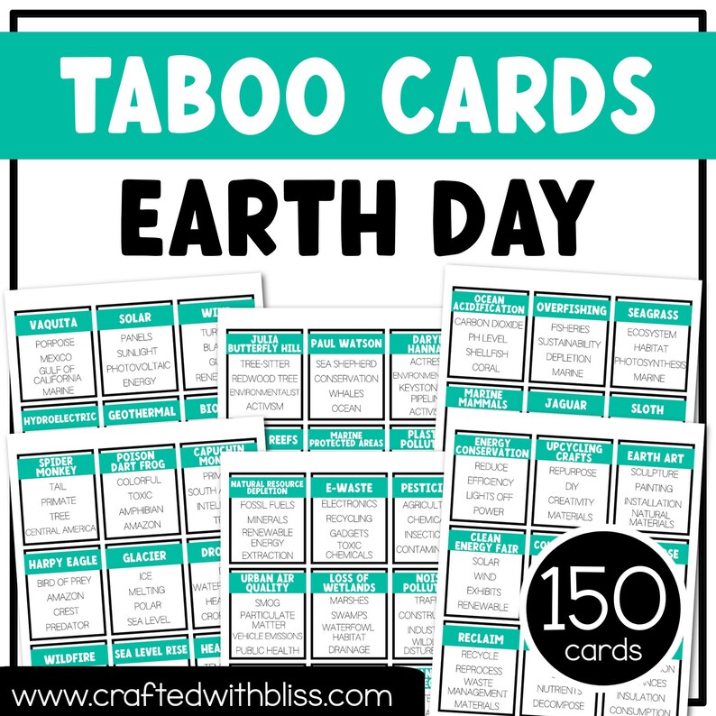 Earth Day Taboo Party Game 150 Card Fun Friday Ice Breaker Brain Break ...