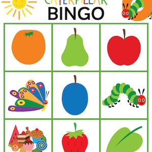 Hungry Caterpillar Bingo for Classroom Game Preschool Kindergarten (10 ...