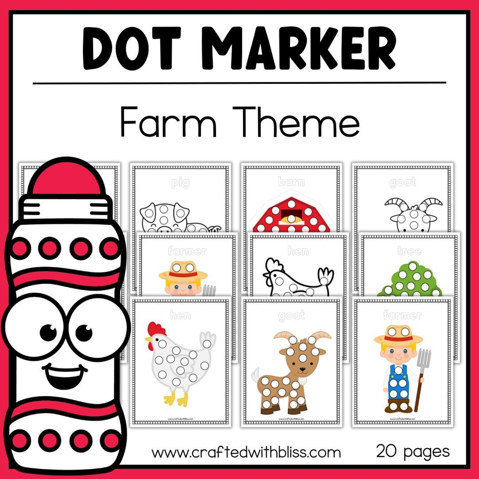 Farm Dot Marker Printable - Etsy