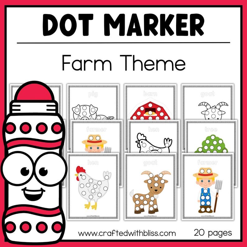 Farm Dot Marker Printable - Etsy