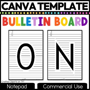 Editable Notepad Bulletin Board Decor Classroom Letters & Numbers Canva ...