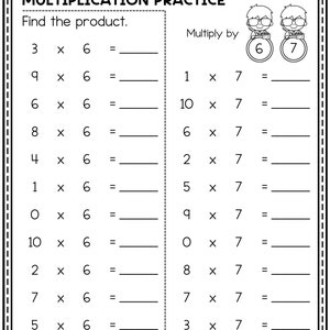 Math Multiplication Facts First-third Grade Practice Pages Homework ...