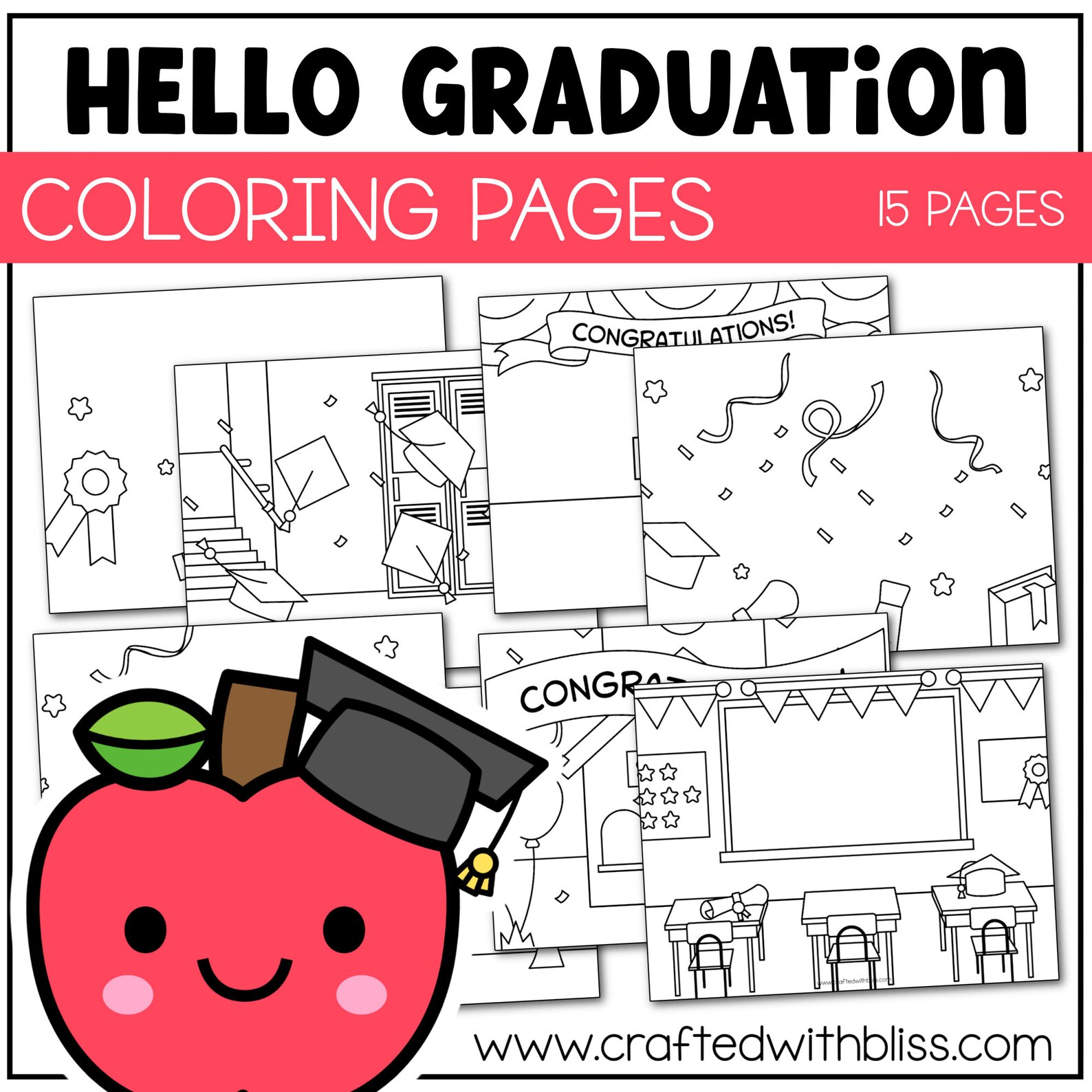 Graduation Coloring Pages for Kids Background Scene End of the Year ...