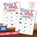50 States Bingo Cards Classroom Game, Bingo Game, Party Game, Work ...