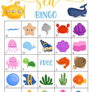 50 Under the Sea Bingo Cards Classroom Game, Bingo Game Party Game ...