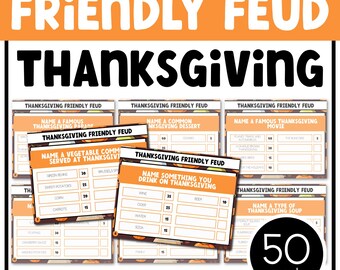 Thanksgiving Friendly Feud: Printable Large Group Party Game for Kids ...