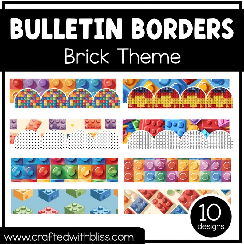 Block Brick Theme Bulletin Board Borders - Etsy
