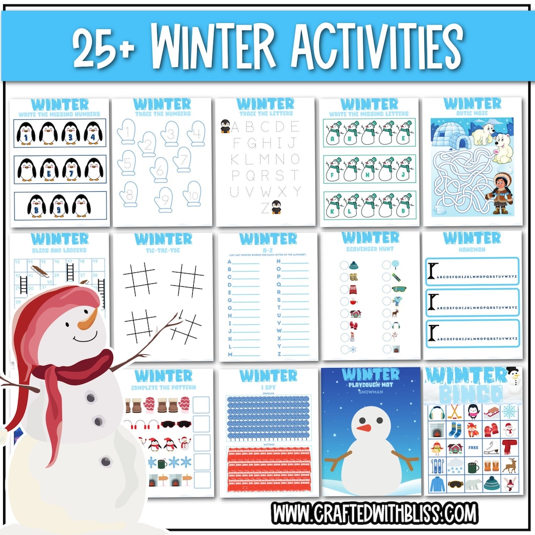 Winter Printables for Kids, Winter Party Games, Winter Bingo Games ...