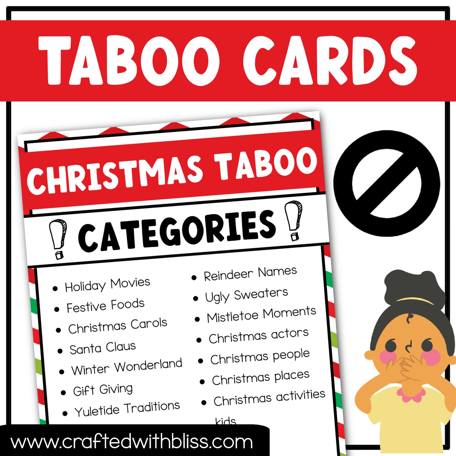 Christmas Taboo Game 150 Cards Christmas Party Game Night Forbidden ...