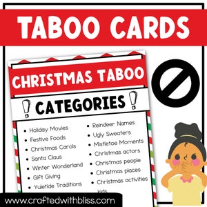 Christmas Taboo Game 150 Cards Christmas Party Game Night Forbidden ...