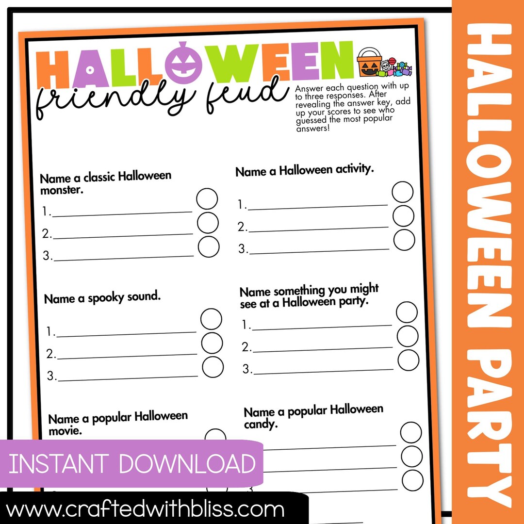 Printable Halloween Friendly Feud Game - Etsy