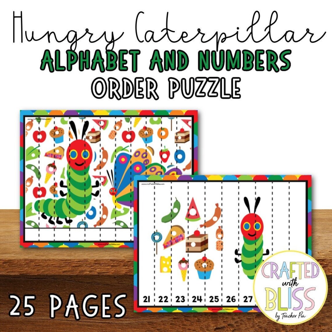 Hungry Caterpillar Alphabet and Number Order Puzzle math and Literacy ...