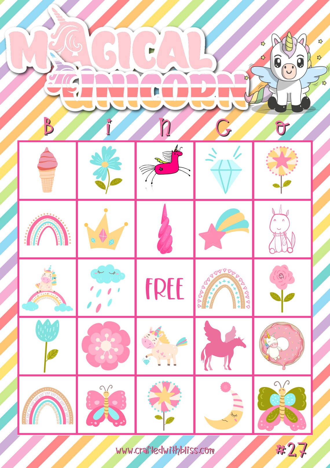 Unicorn Bingo for Kids Unicorn Bingo Birthday Party - Etsy